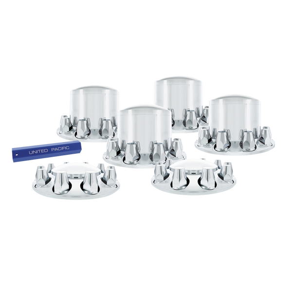 Chrome Dome Wheel Axle Cover Combo Kit With 33mm Standard Screw-On Nut ...