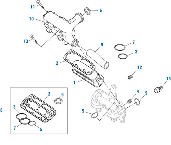 Oil Cooler Gasket kit Fits Detroit Diesel Series 50 / Series 60 applic ...