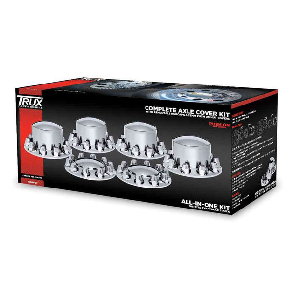 Trux Complete Axle Cover Kit with Removable Hubcaps & 33mm Push On Nut ...