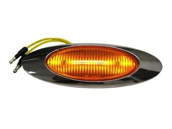 M1 Led Amber Marker Clearance Light W/ Bezel, .180 Male Bullet Connect ...