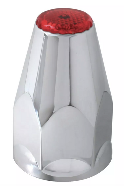 Classic Chrome Plastic 33mm Lug Nut Cover with Reflector Red 10 PCS ...