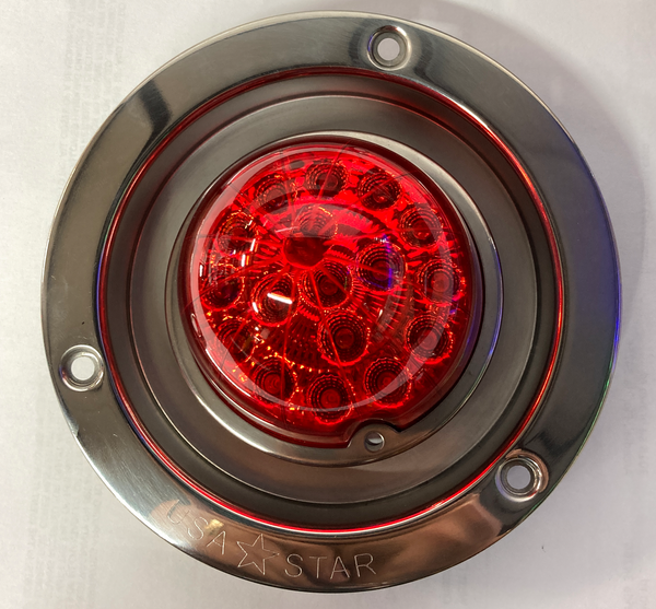 Led Cab Light With 17 Led W/Ring And 4" Light bezel (Red/Red Lens ...