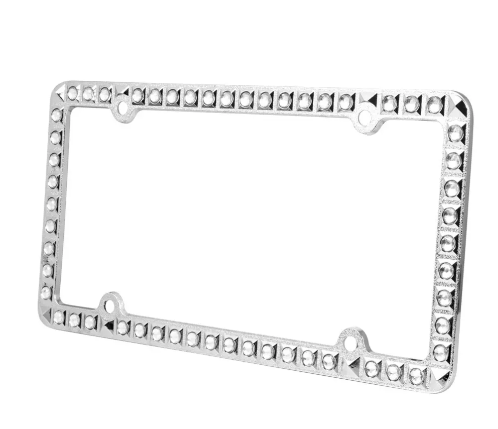 License Plate Chrome Plated Frame with Crystal Jewels – MiamiStar.com