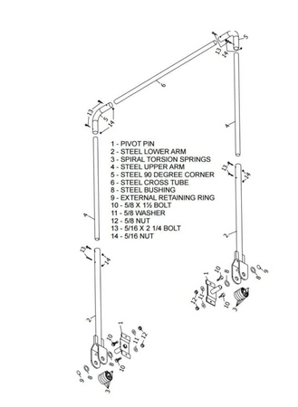 STEEL 5 Spring Pivot To Pivot Set, Up to 28' Ft, W/ Arms, Springs & Ha ...