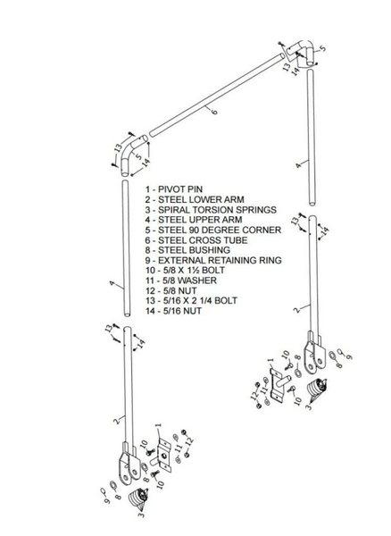 STEEL 5 Spring Pivot To Pivot Set, Up to 28' Ft, W/ Arms, Springs & Ha ...