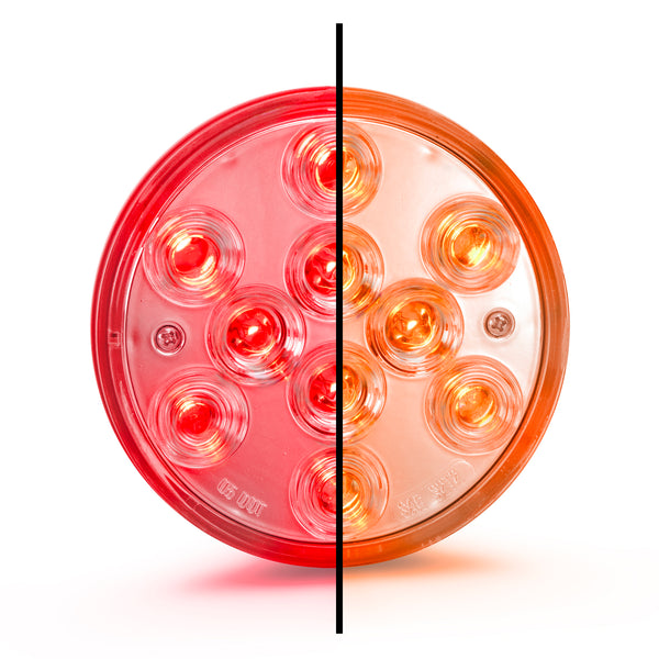 4" Round Dual Color Red/Amber Strobe With Clear Lens Led Light 12V ...