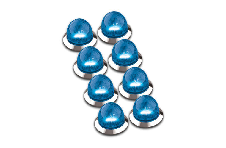 3/4" Mini Watermelon Hero LED Light - Blue Light / Clear Lens, 8 Pack ...
